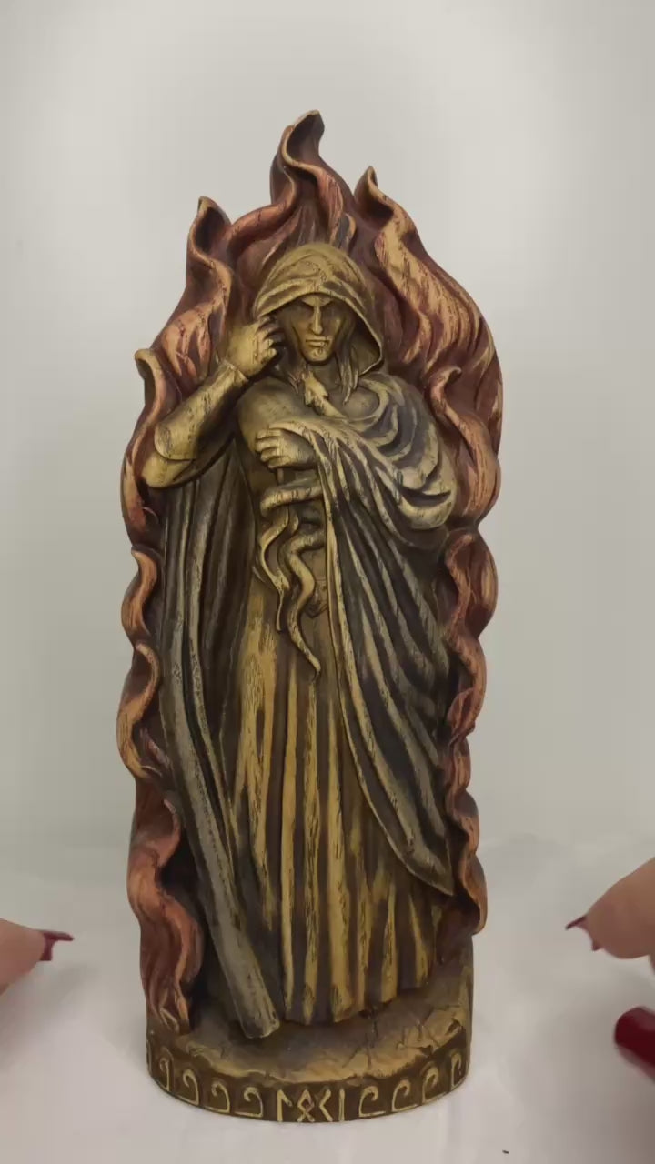 Loki Figure – Wooden Norse God Statue – Symbol of Mischief, Fire & Tra ...